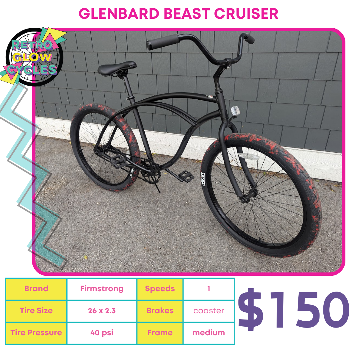 Glenbard Beast Cruiser Bike – Retro Glow Cycles