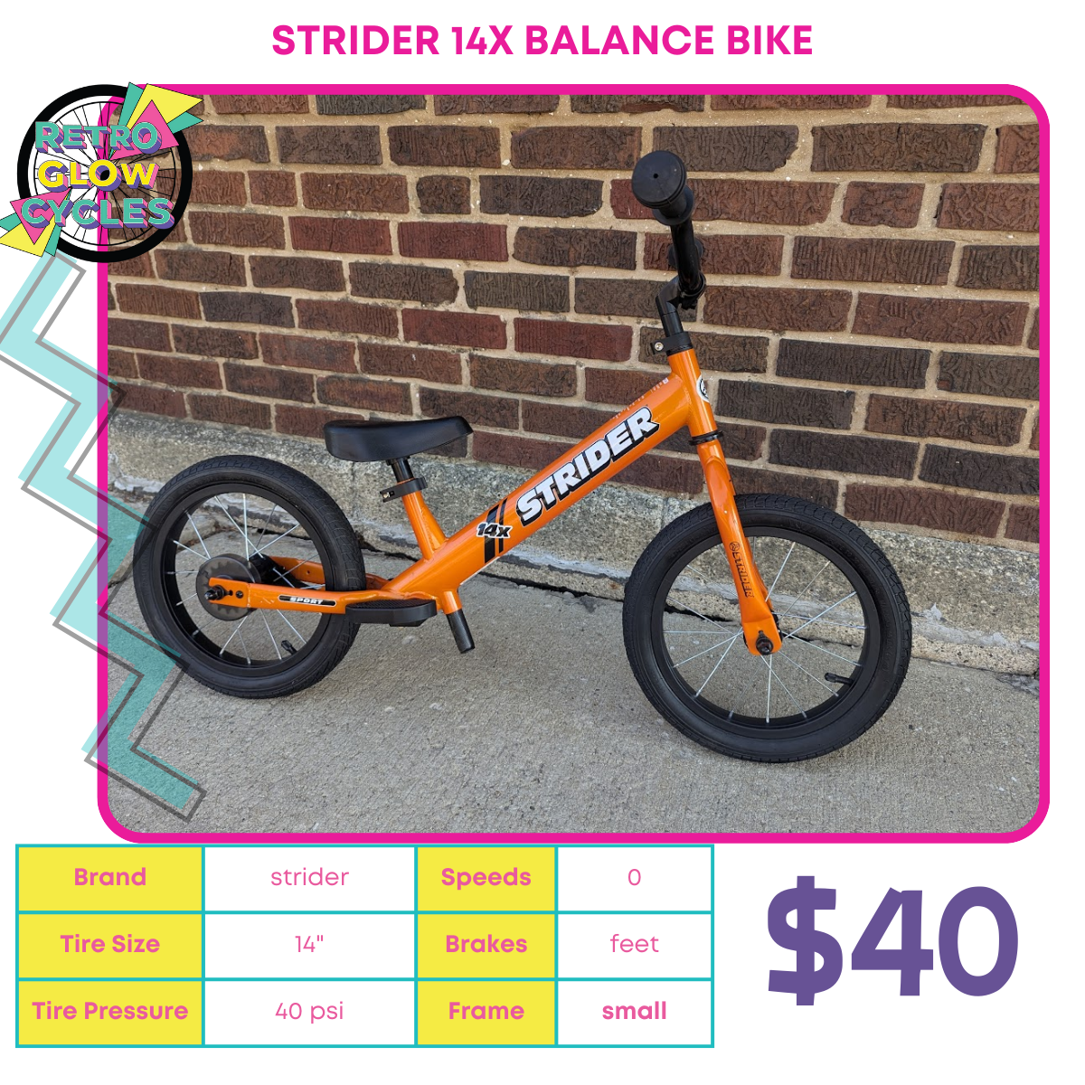 Strider 14x Balance Bike – Retro Glow Cycles
